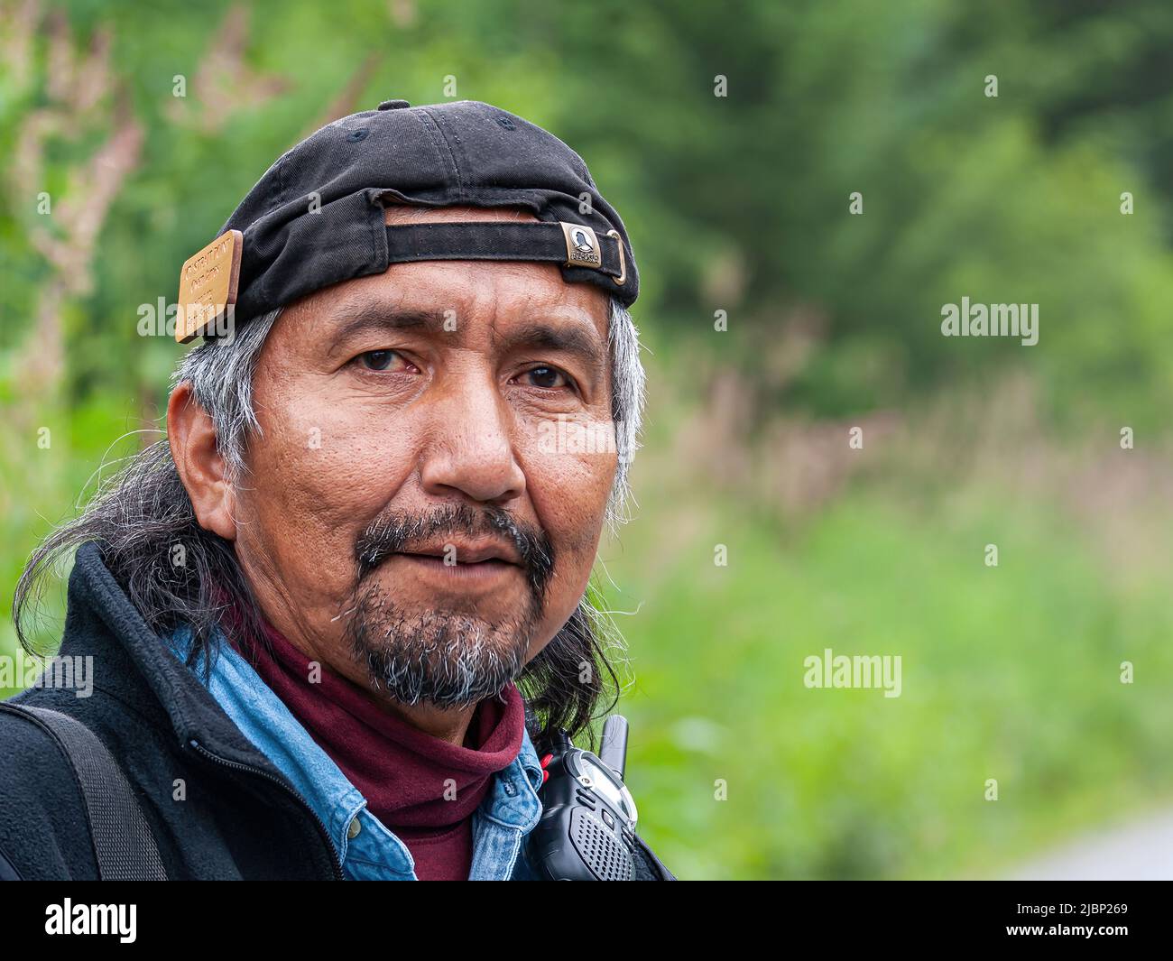 Hoonah, Alaska, USA - July 18, 2011: Facial closeup of native Tlingit ...