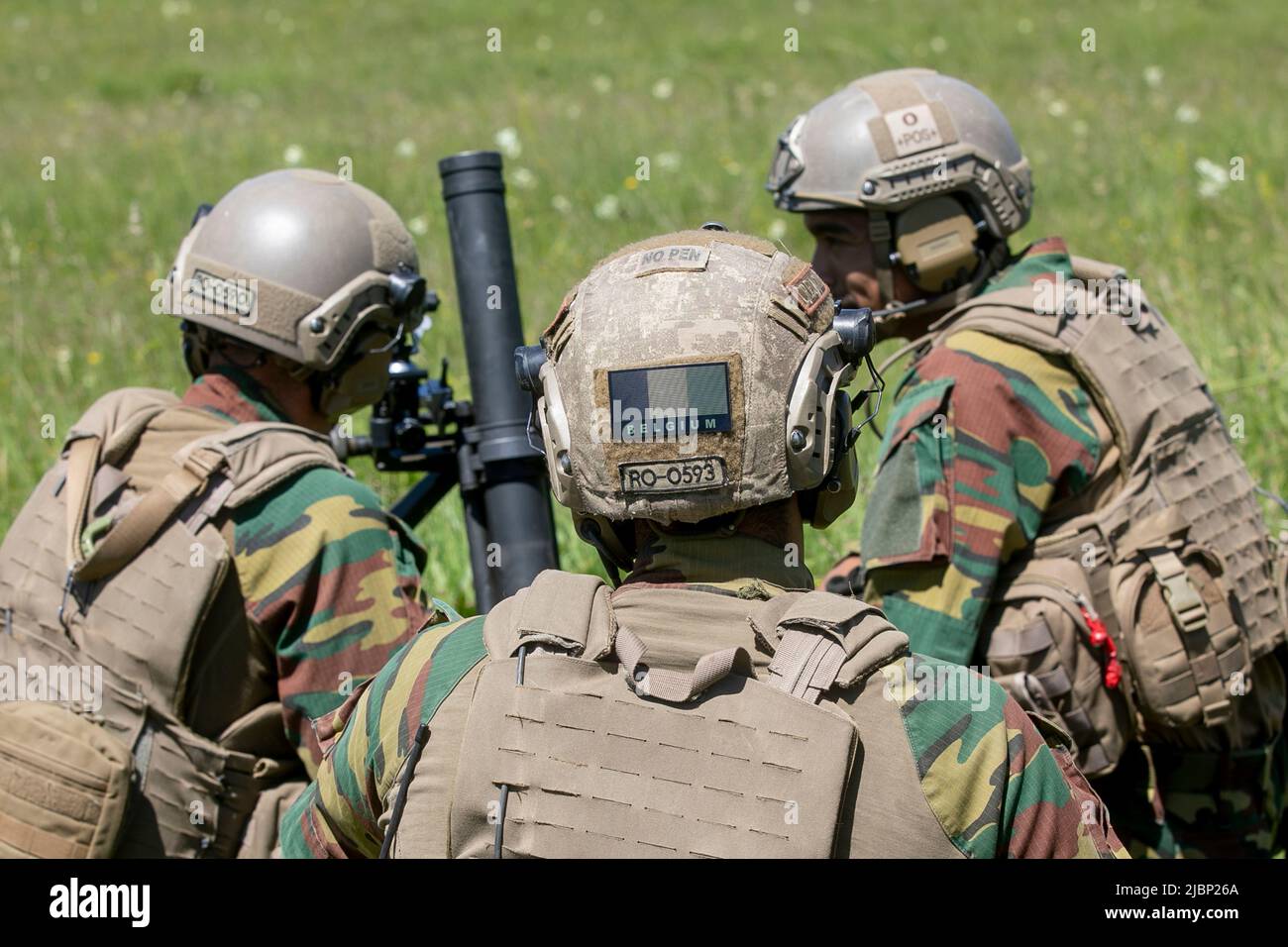 Cincu, Romania , 07 June 2022. The Belgian army detachment in Cincu ...