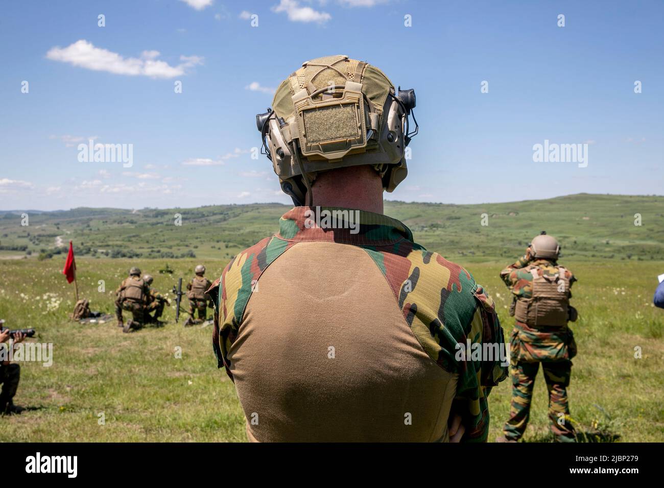 Cincu, Romania , 07 June 2022. The Belgian army detachment in Cincu ...