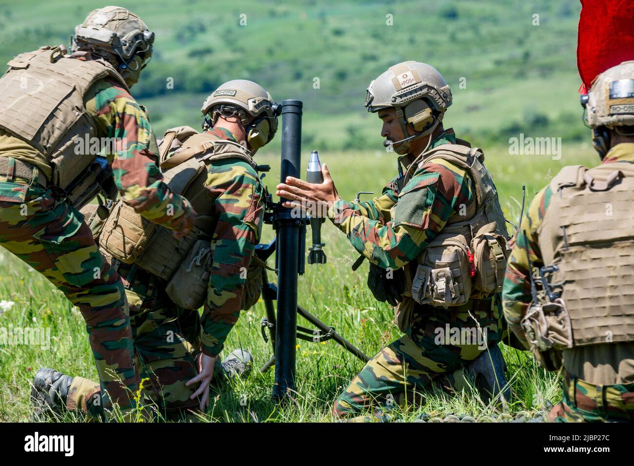 Cincu, Romania , 07 June 2022. The Belgian army detachment in Cincu ...