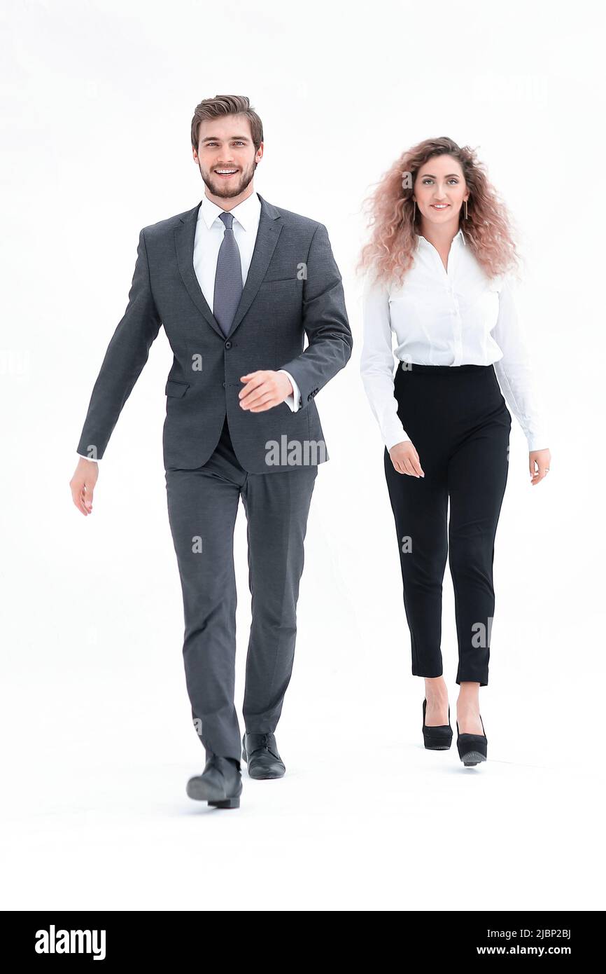 two successful employee confidently go forward Stock Photo - Alamy