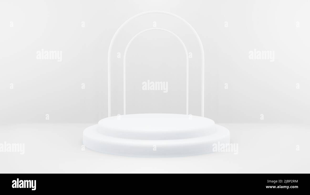 Podium in abstract white composition for product presentation, 3d ...