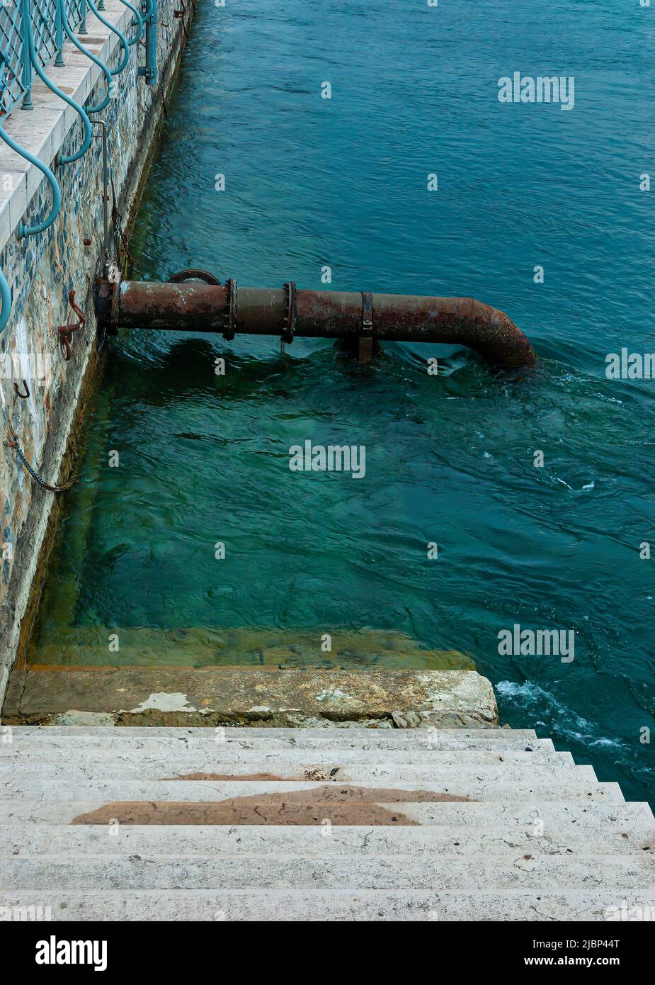 A rusty water pipe in the Rhone River in Geneva Stock Photo - Alamy