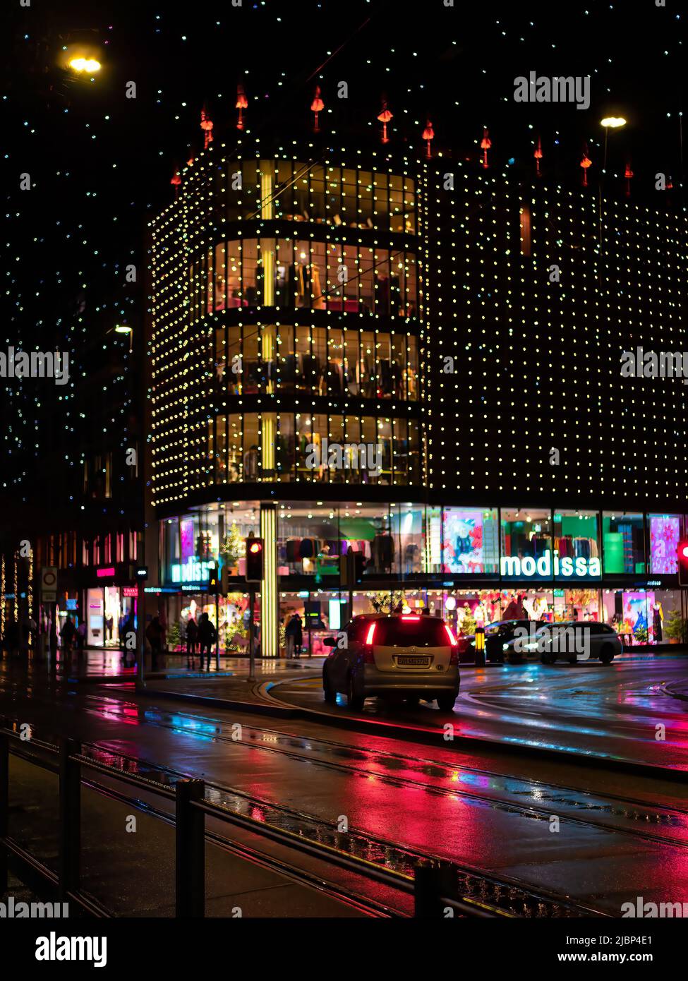 Zurich, Switzerland - December 1, 2021: Illuminated Bahnhofstrasse ...