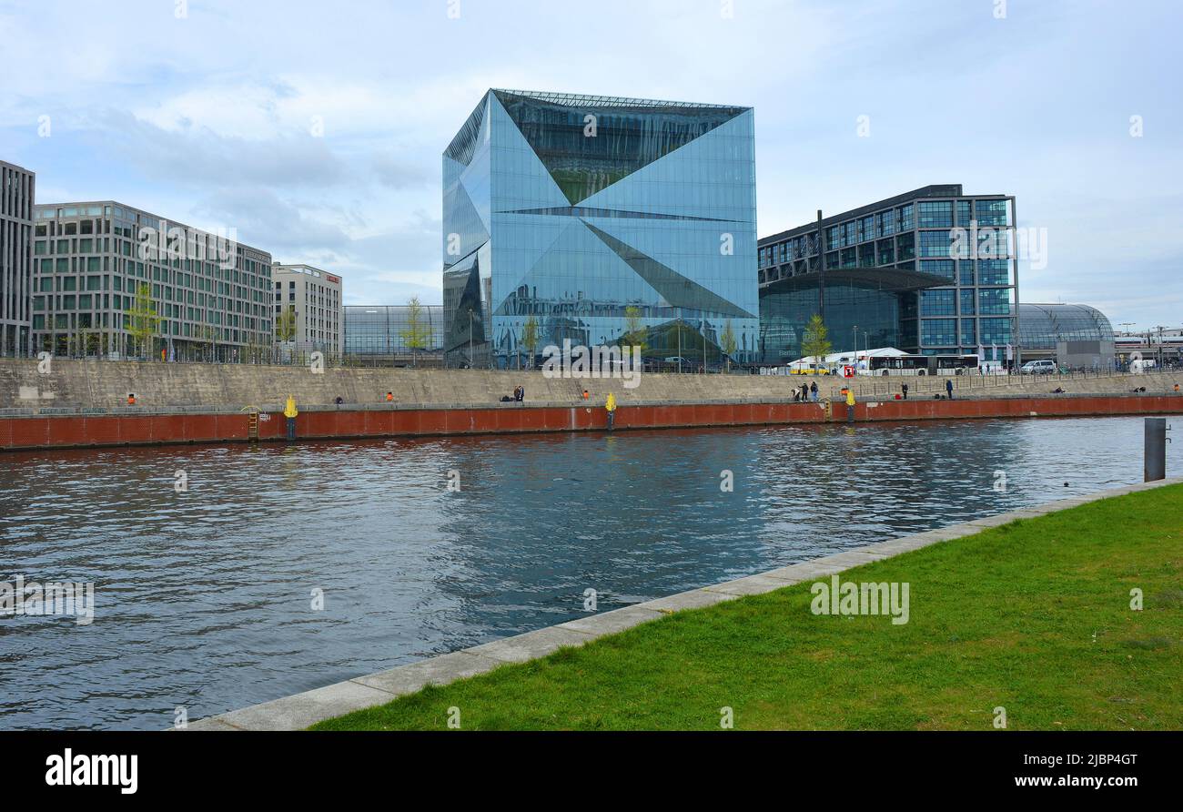 Berlin, Germany, central station and glas cube business architecture in ...