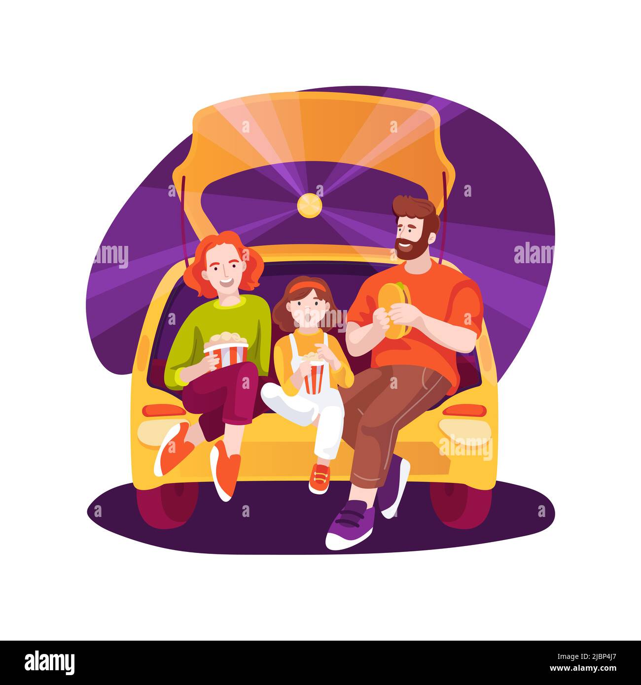 Drive-in cinema isolated cartoon vector illustration Stock Vector Image ...