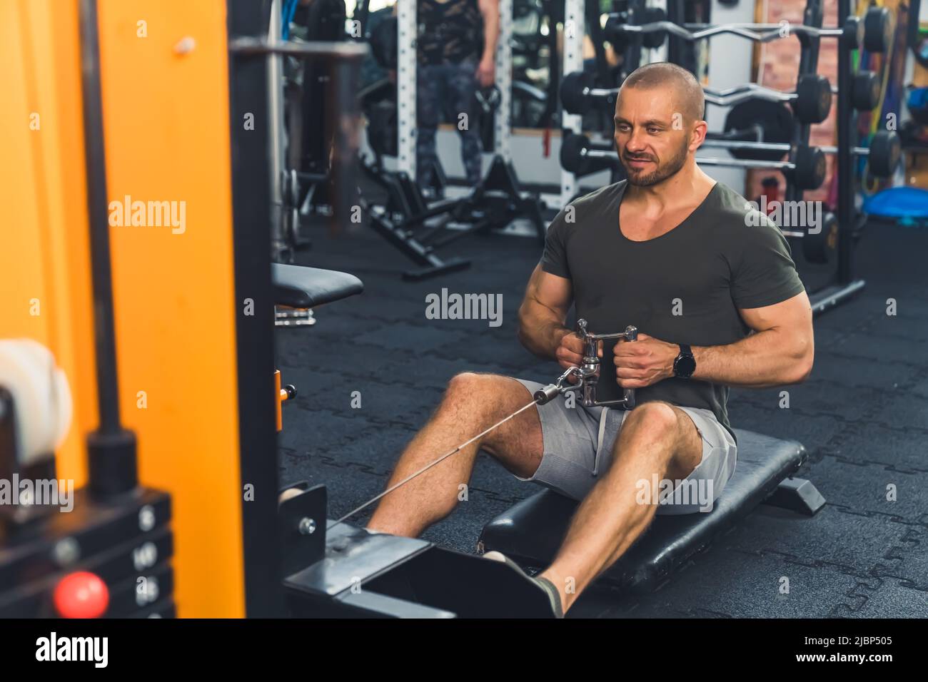 Healthy life and gym exercise concept. Fit man working out in sport ...