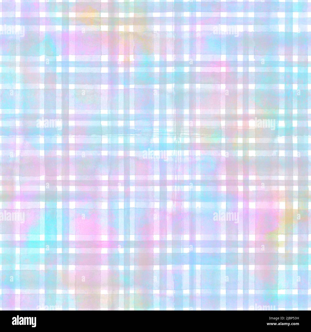 Watercolor stripe plaid seamless pattern. Rainbow color stripes on ...