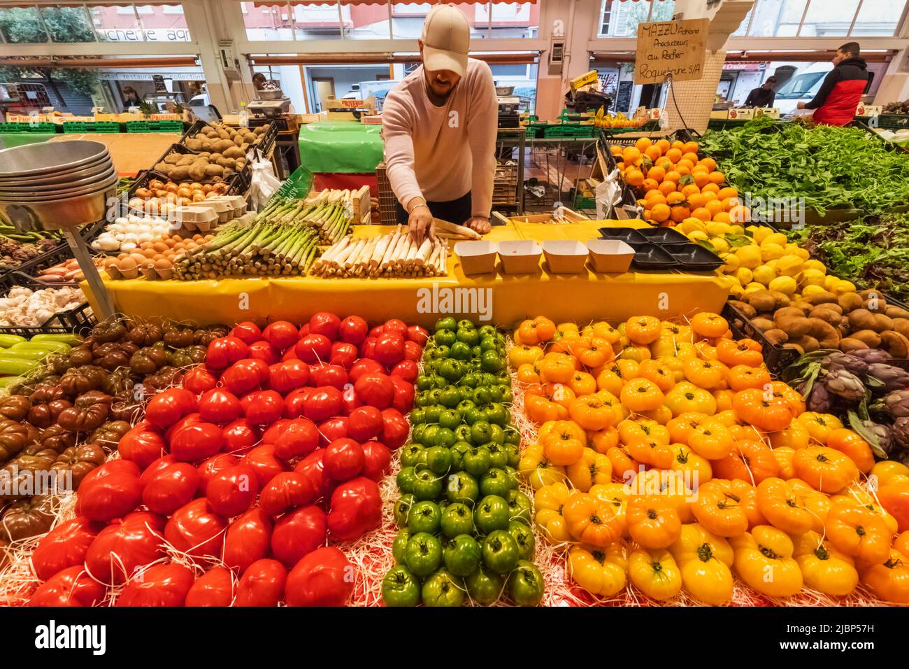 France, French Riviera, Cote d'Azur, Cannes, Forville Market, Vegetable ...
