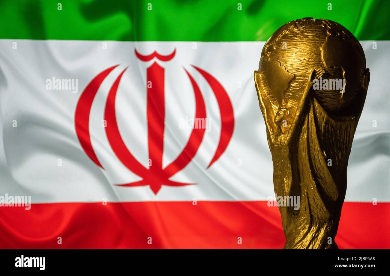 October 6, 2021 Tehran, Iran. FIFA World Cup against the background of ...