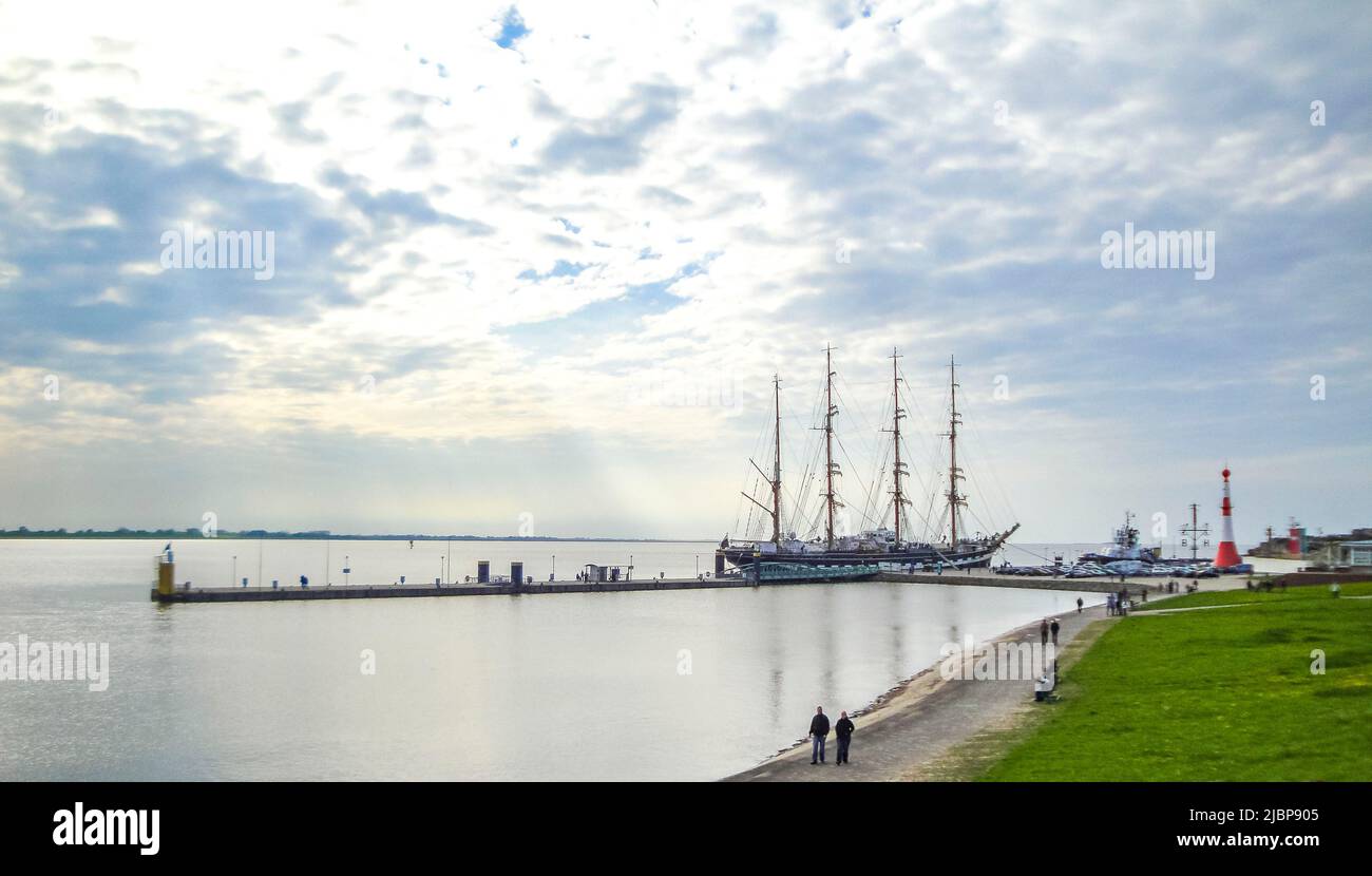 Cityscape and coast panorama of ATLANTIC Hotel Sail City lighthouse architecture ships boats ...
