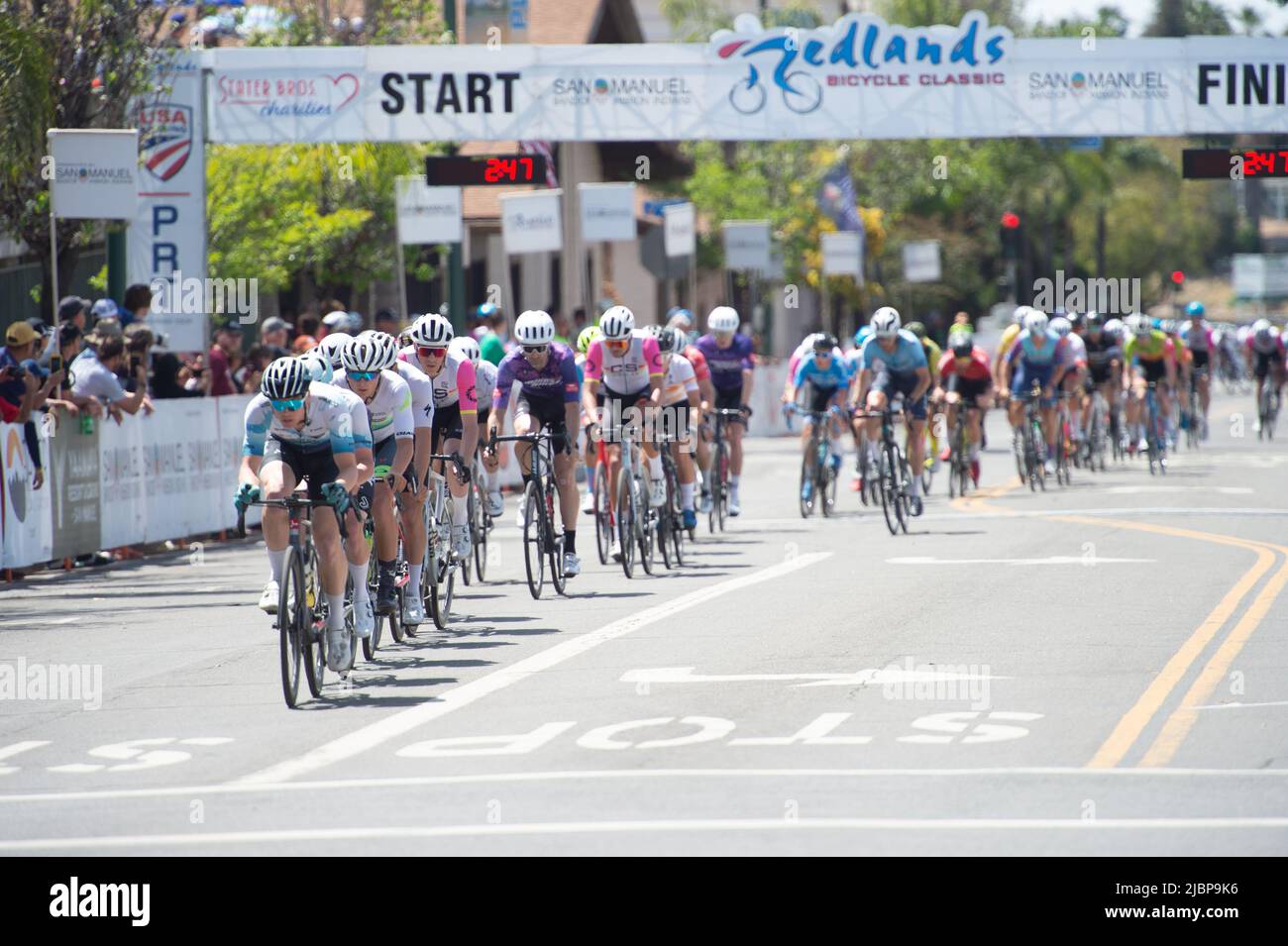 The men's peloton during the Sunset Loop, the final stage of the 2022 ...