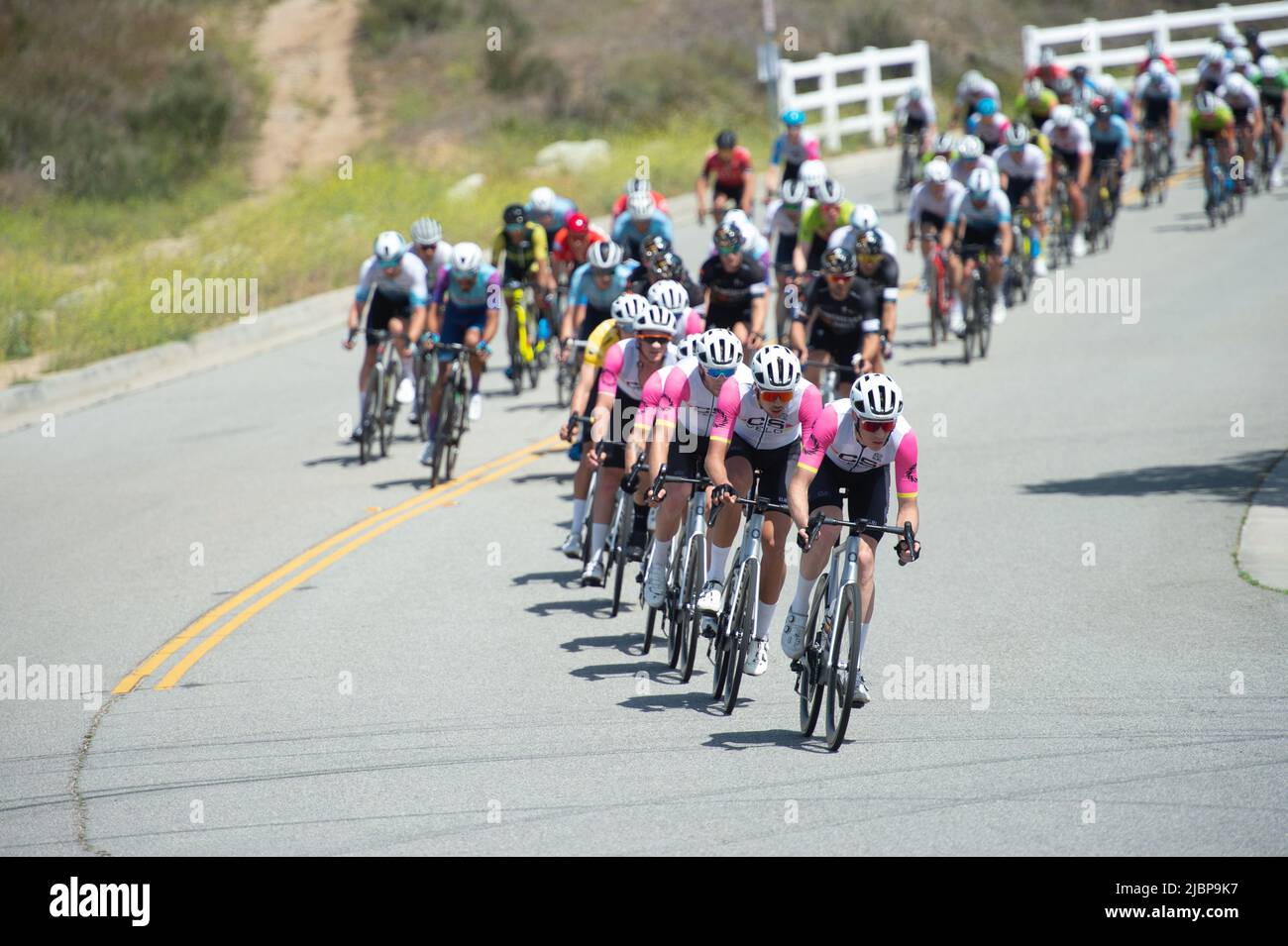 The men's peloton during the Sunset Loop, the final stage of the 2022 ...