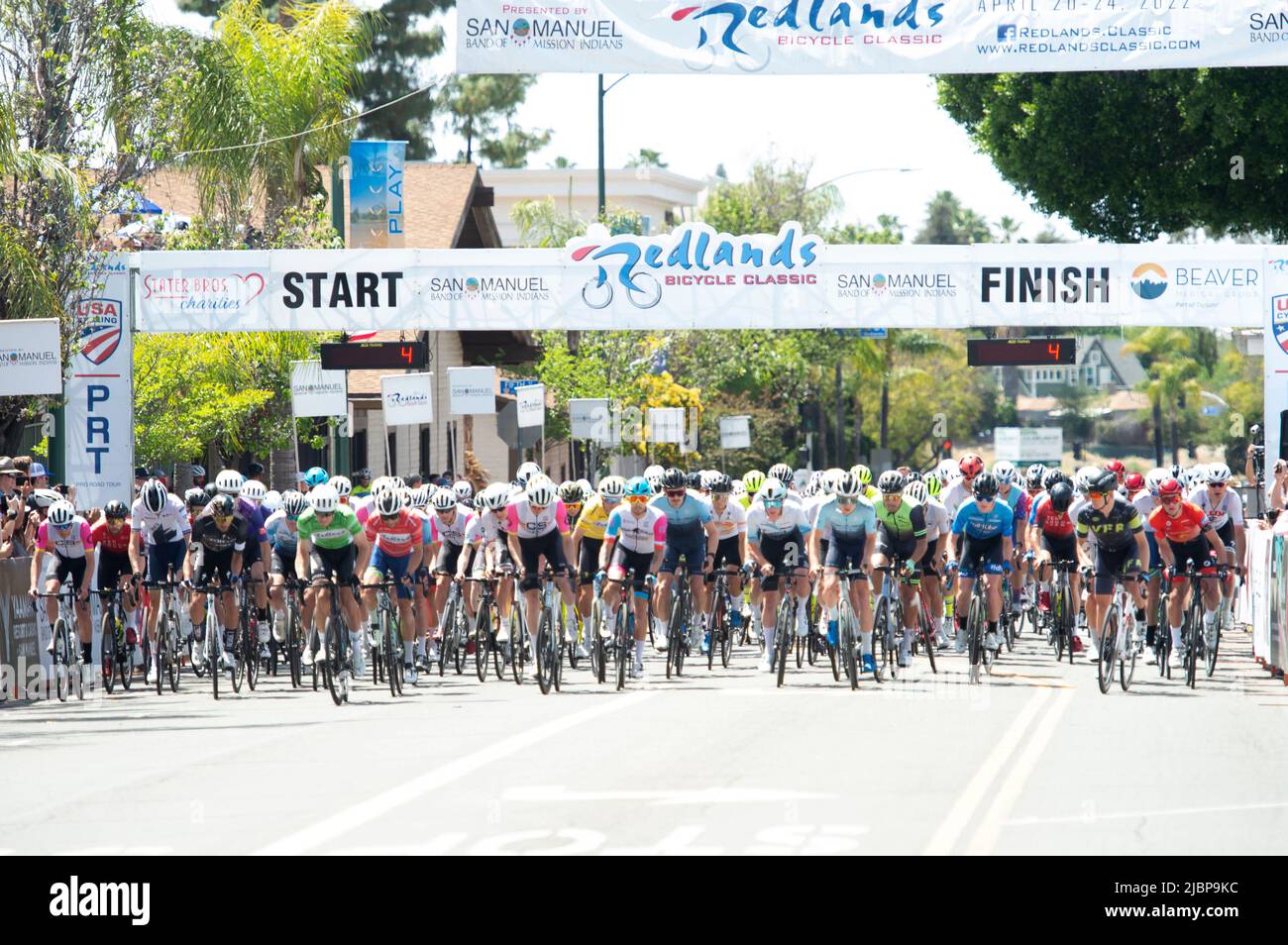 The men's peloton lines up at the start of the Sunset Loop, Stage 5 of ...
