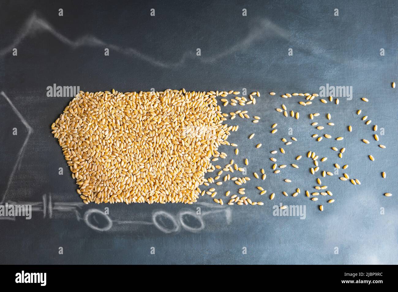wheat grain transportation concept flat overhead view Stock Photo - Alamy