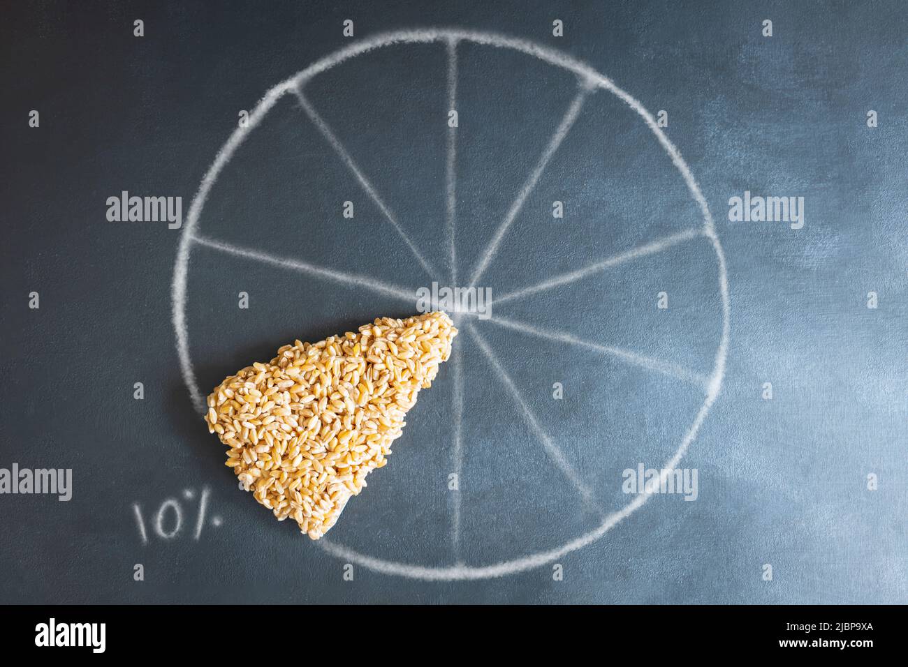wheat grain chart pie share shape concept flat overhead view Stock ...