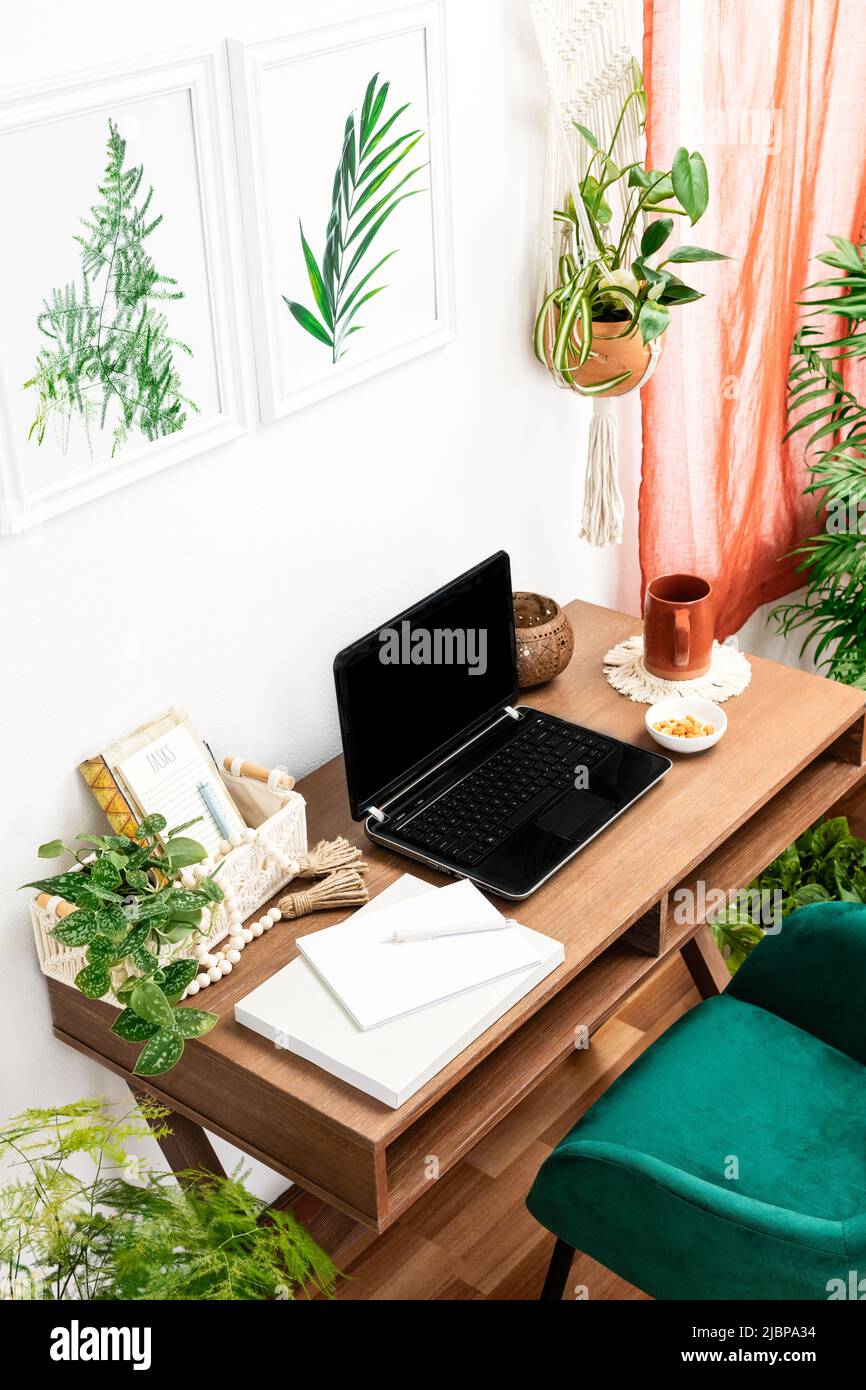 Botanical Boho Styled Home Office Stock Photo - Alamy
