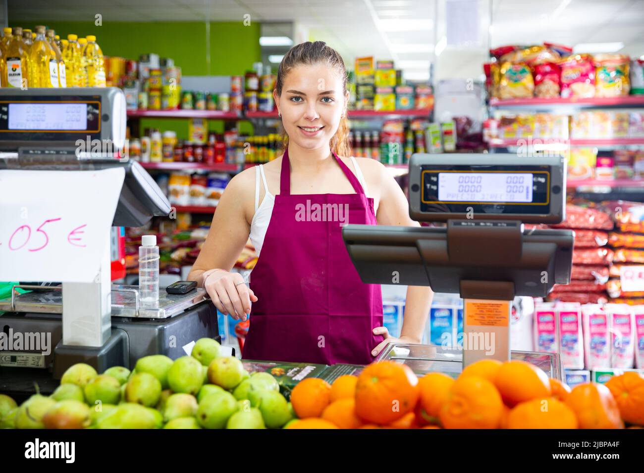 Woman selling food behind counter hi-res stock photography and images ...