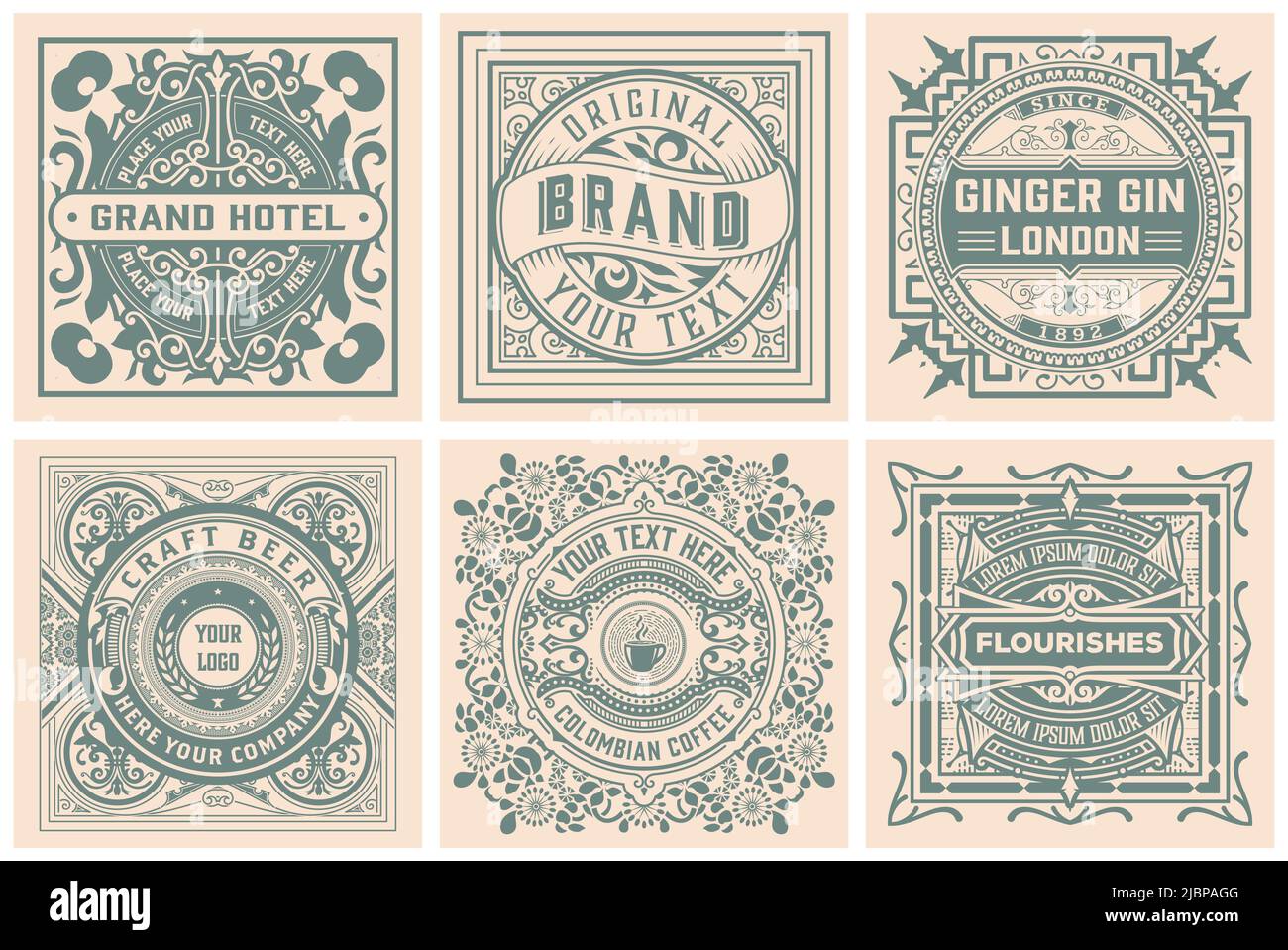 Set of 6 labels. Western style Stock Vector Image & Art - Alamy