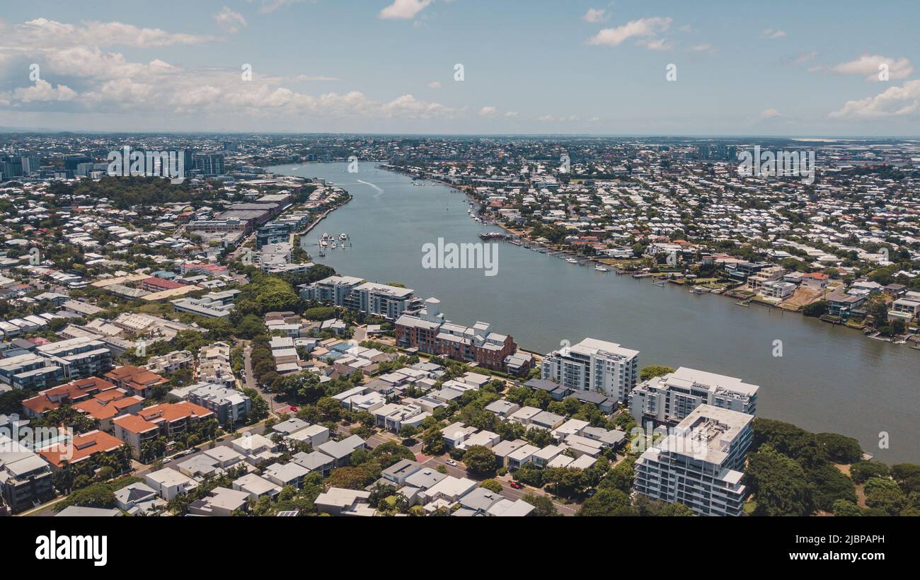 Aerial view of Brisbane city and river, Australia Stock Photo - Alamy