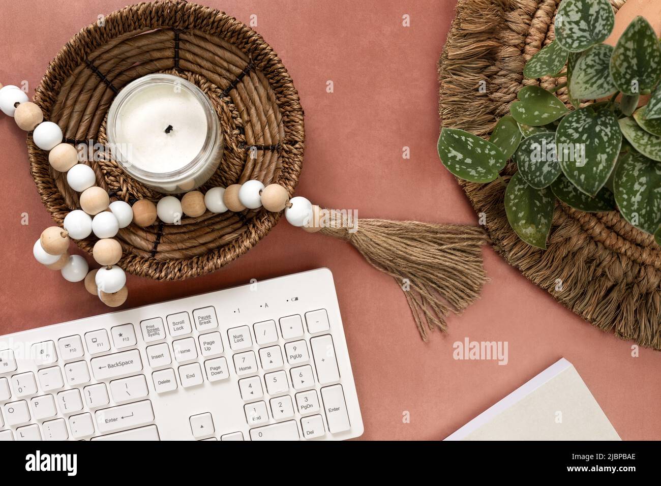 Boho Styled Desk Workspace Stock Photo - Alamy