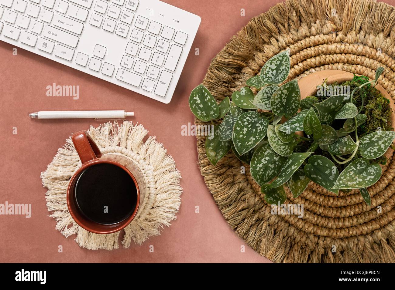 Boho Styled Desk Workspace Stock Photo - Alamy