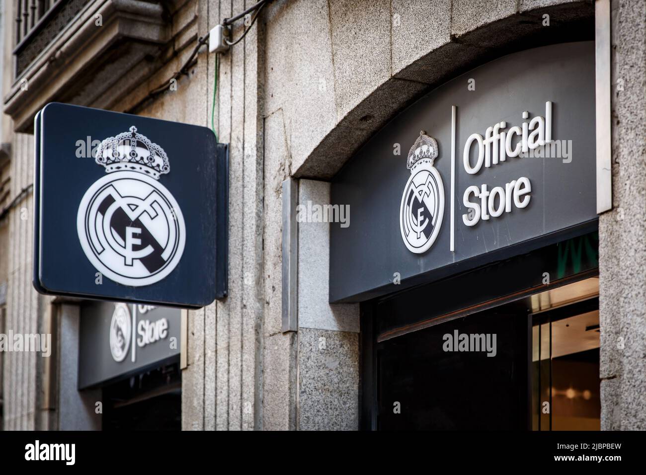 Madrid, Spain - February 05, 2022: Real Madrid official store in a ...