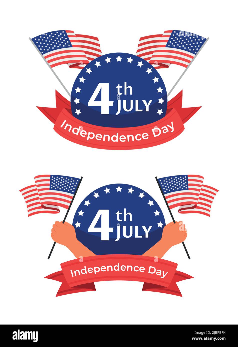 4th of July the American Independence Day Badges Set Stock Vector Image ...