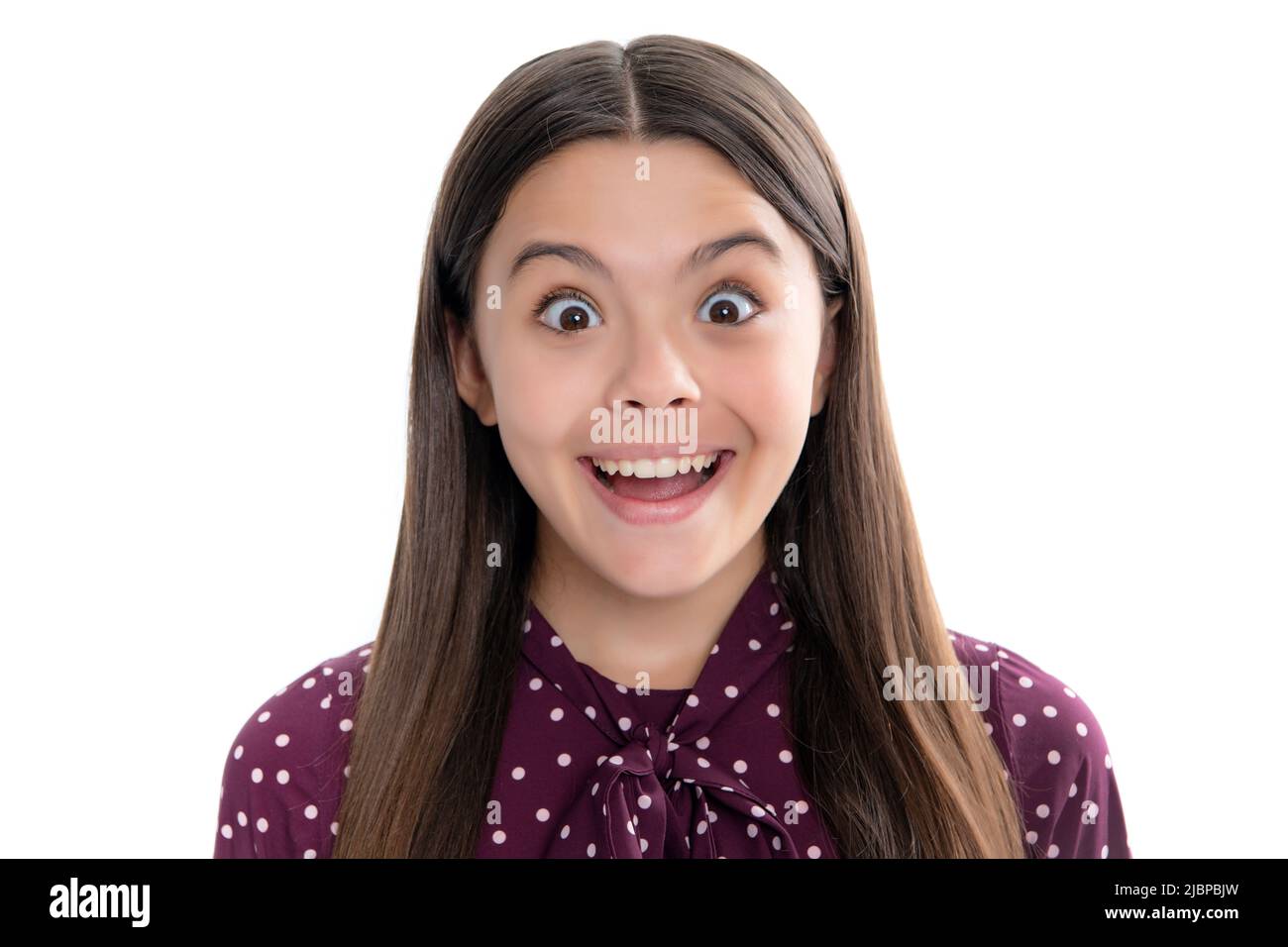 Portrait of happy smiling teenage child girl, close up. Teenager child ...