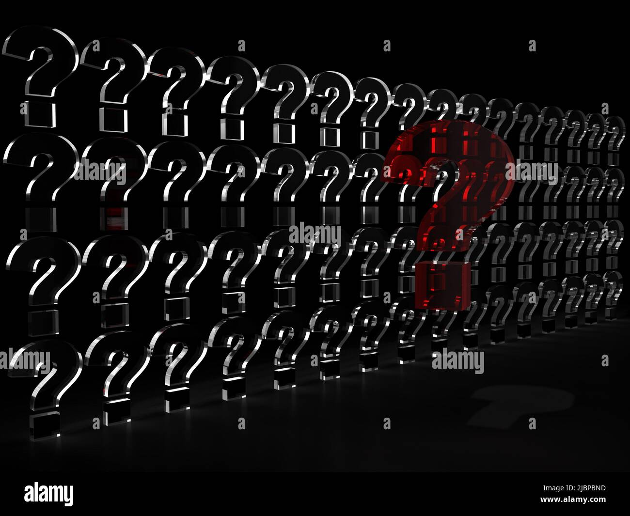 Row of question marks on a black background. 3d render Stock Photo - Alamy