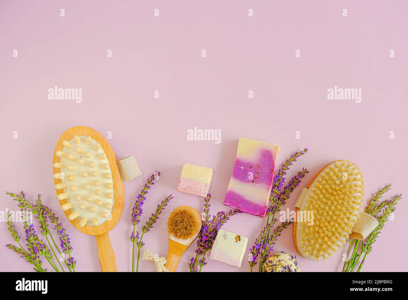 Lavender soap. Cosmetic spa set with lavender extract. Aromatherapy and ...