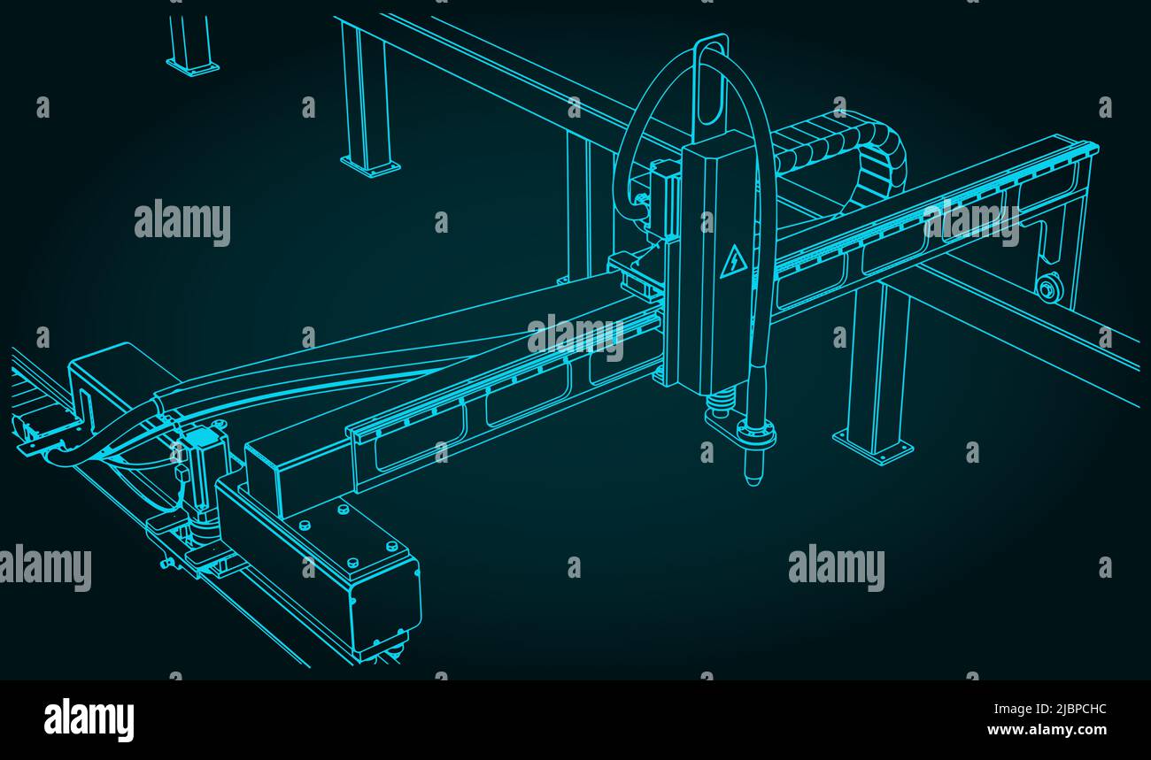 Stylized vector illustration of CNC plasma cutting machine Stock Vector ...