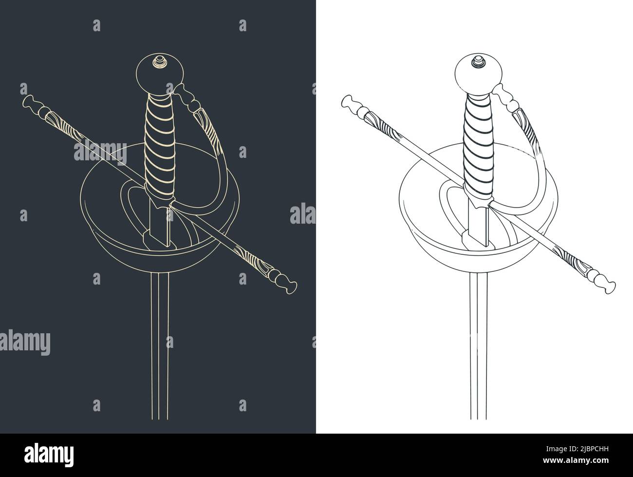 Stylized vector illustration of epee hilt close up Stock Vector Image ...