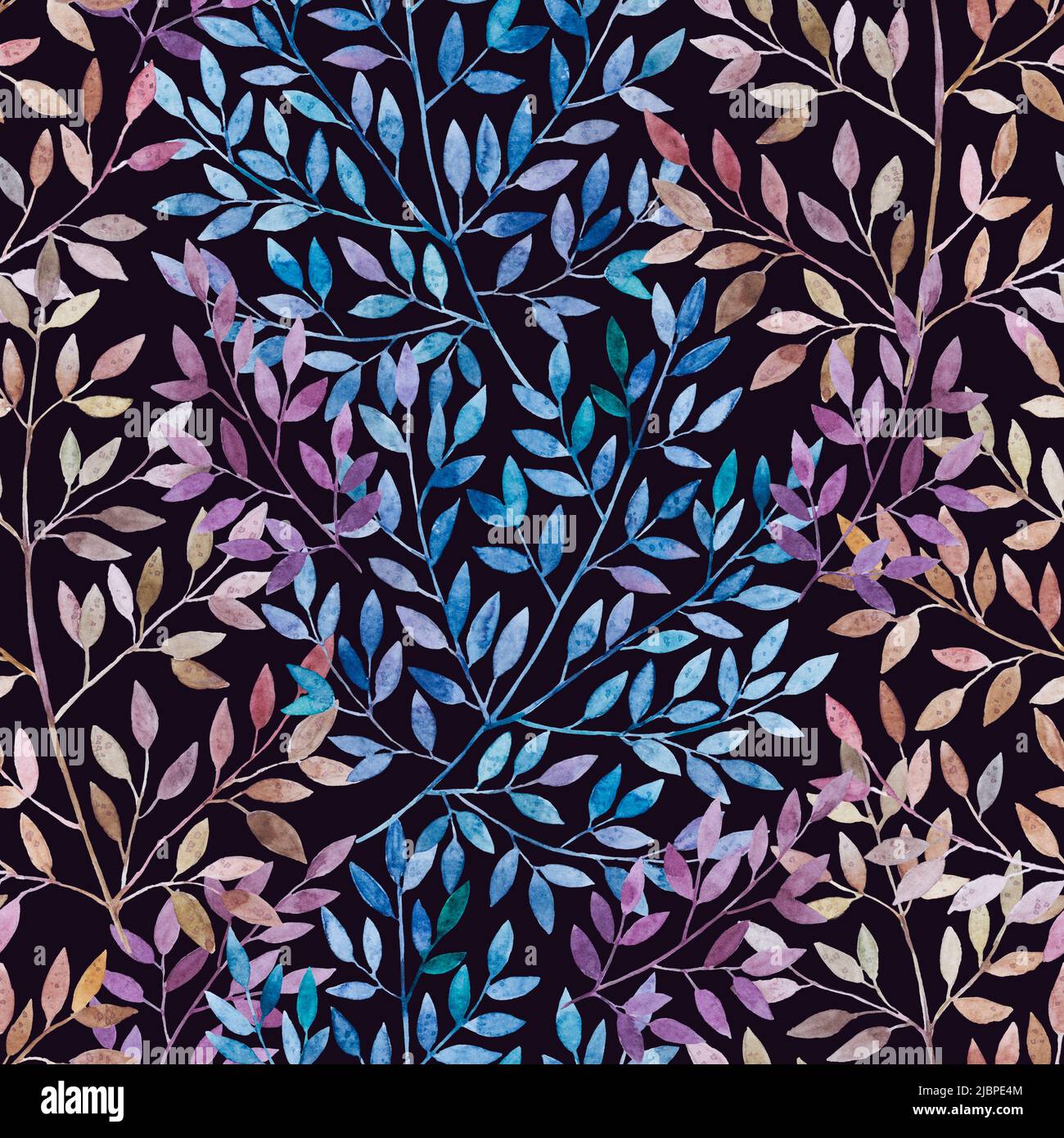Seamless pattern with cute simple detailed branches with leaves Stock ...