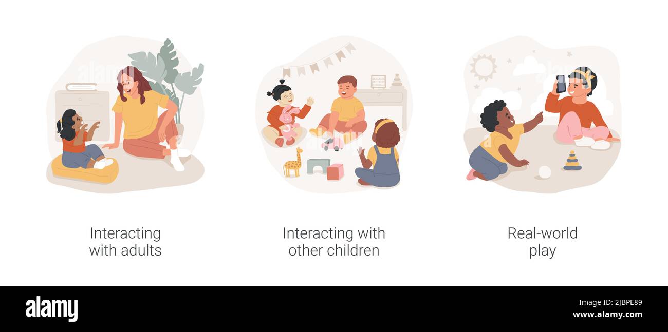 Toddlers social and emotional skills isolated cartoon vector ...