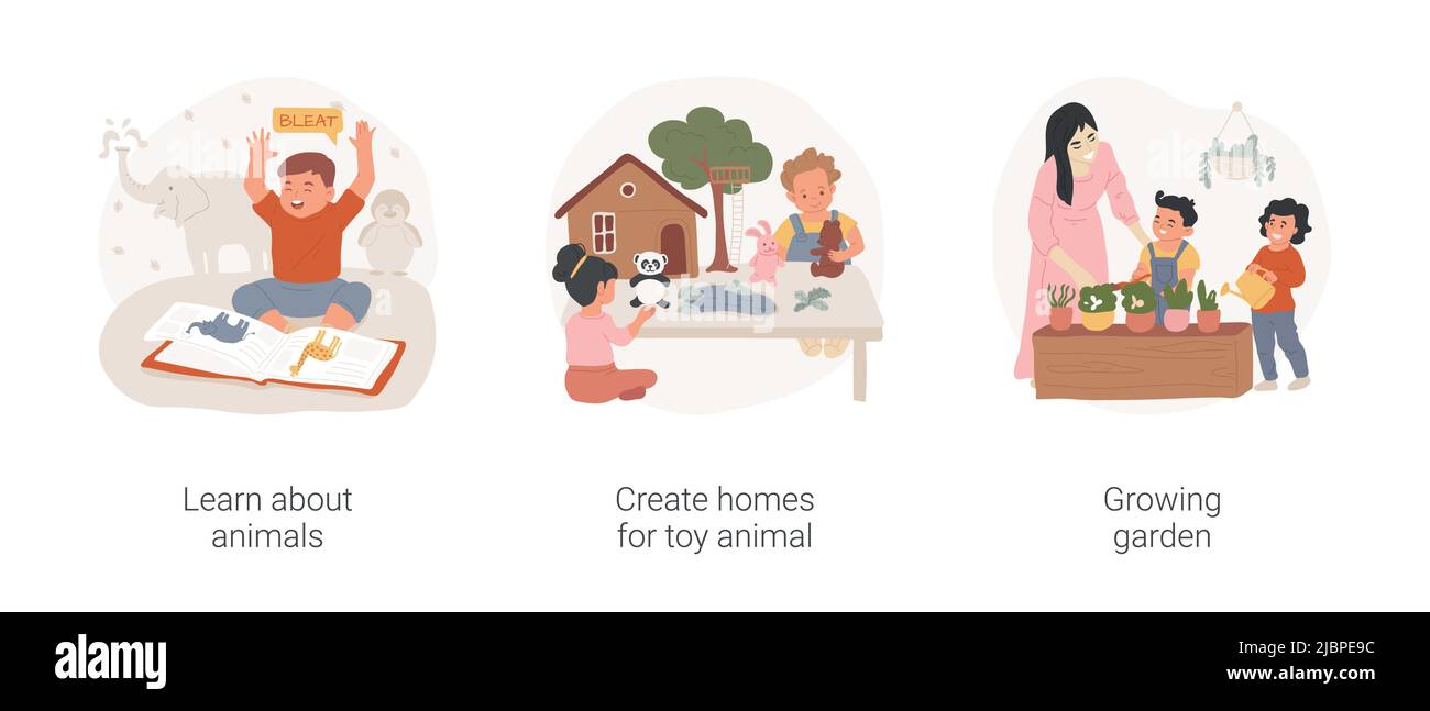 Toddler learning and mental skills isolated cartoon vector illustration ...