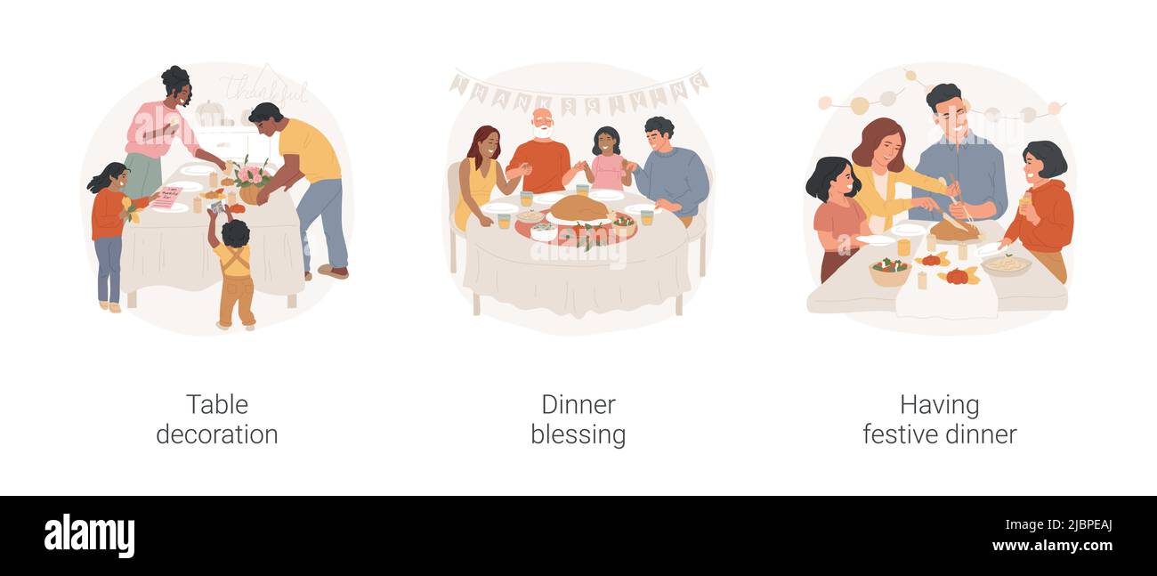 Family gathering isolated cartoon vector illustration set. Family ...