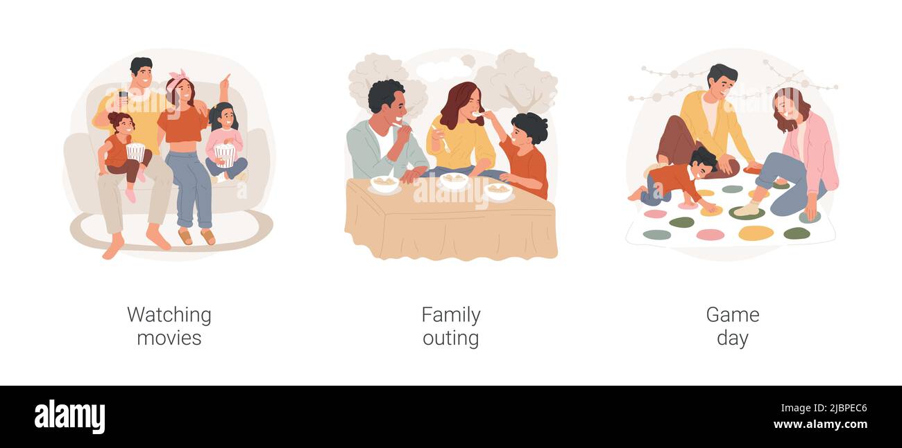 Family day isolated cartoon vector illustration set. Family sitting on ...