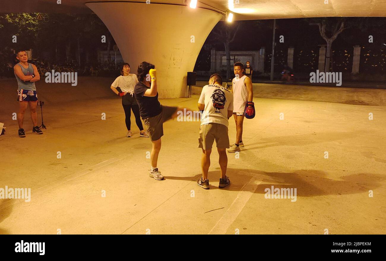 SHANGHAI, CHINA - JUNE 7, 2022 - Chinese and foreign fight fans train ...