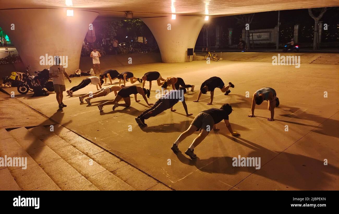 SHANGHAI, CHINA - JUNE 7, 2022 - Chinese and foreign fight fans train ...