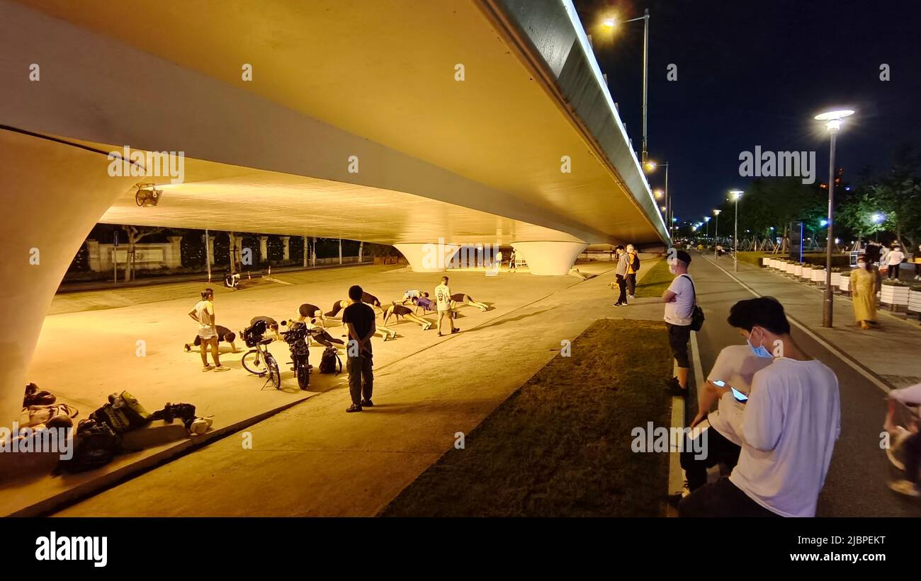 SHANGHAI, CHINA - JUNE 7, 2022 - Chinese and foreign fight fans train ...