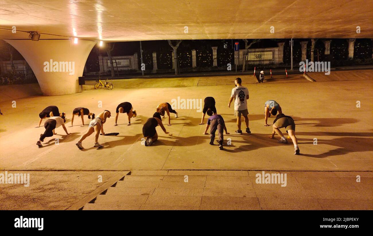 SHANGHAI, CHINA - JUNE 7, 2022 - Chinese and foreign fight fans train ...