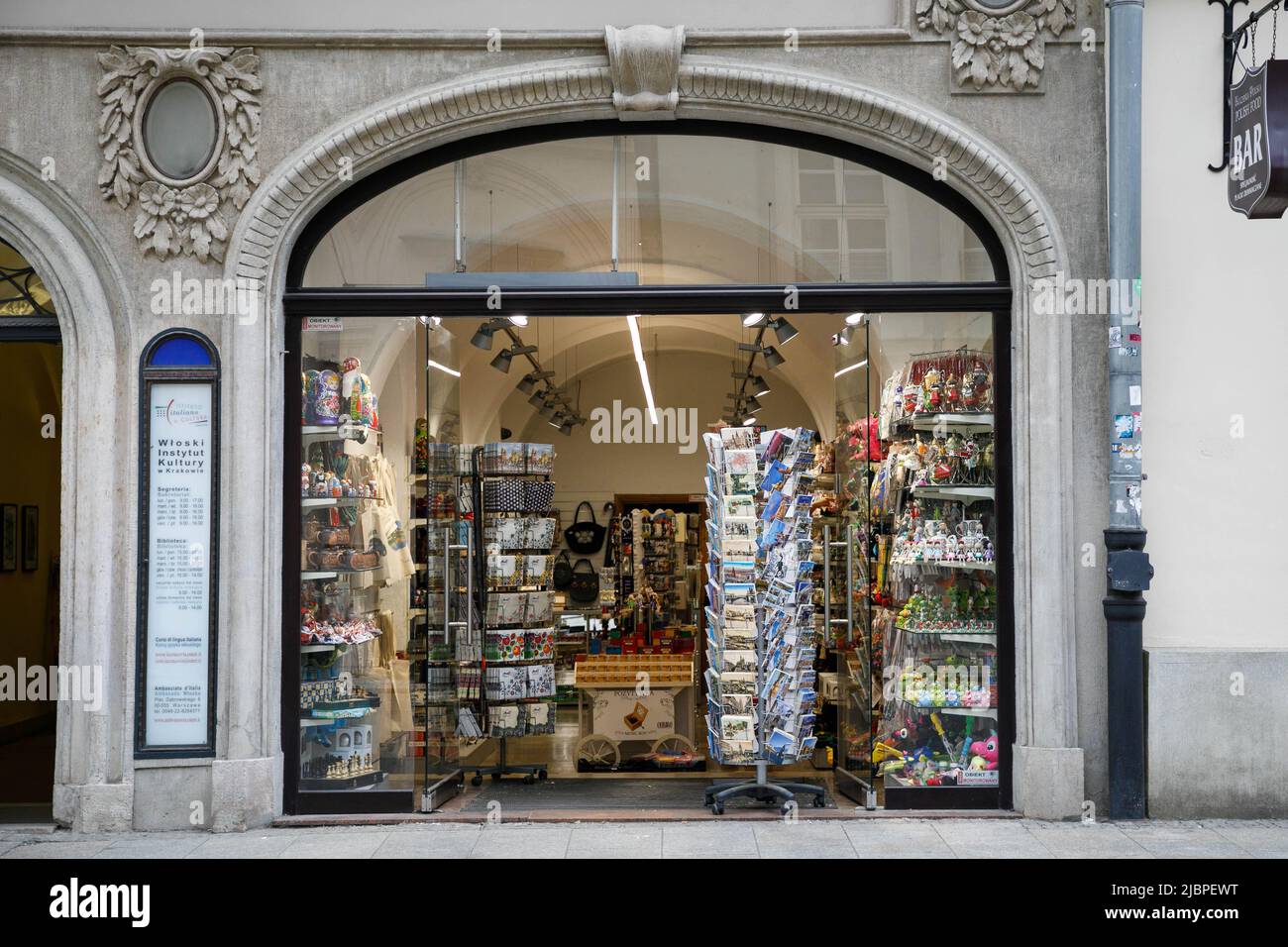 Krakow, Poland. 07th June, 2022. The showcase of the souvenir shop full ...