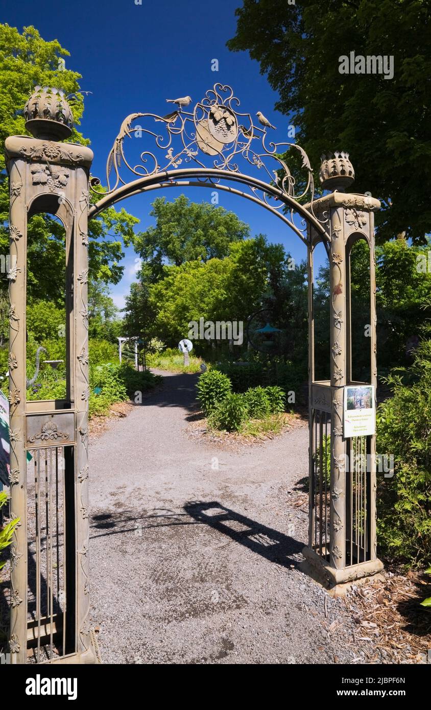 Elaborately designed steel arbour at the entrance to the Bird garden at ...