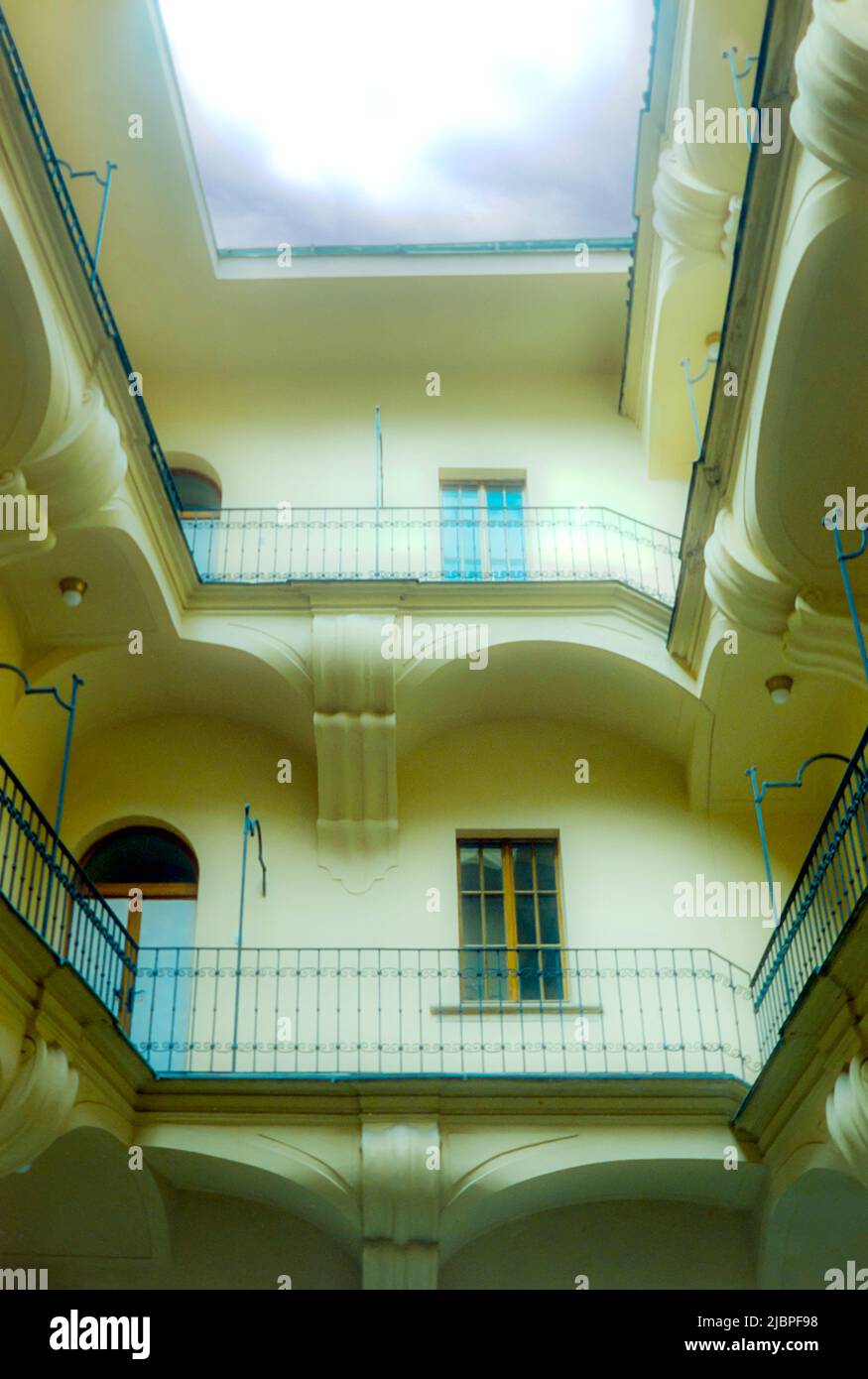 Inner courtyard with balconies Stock Photo - Alamy