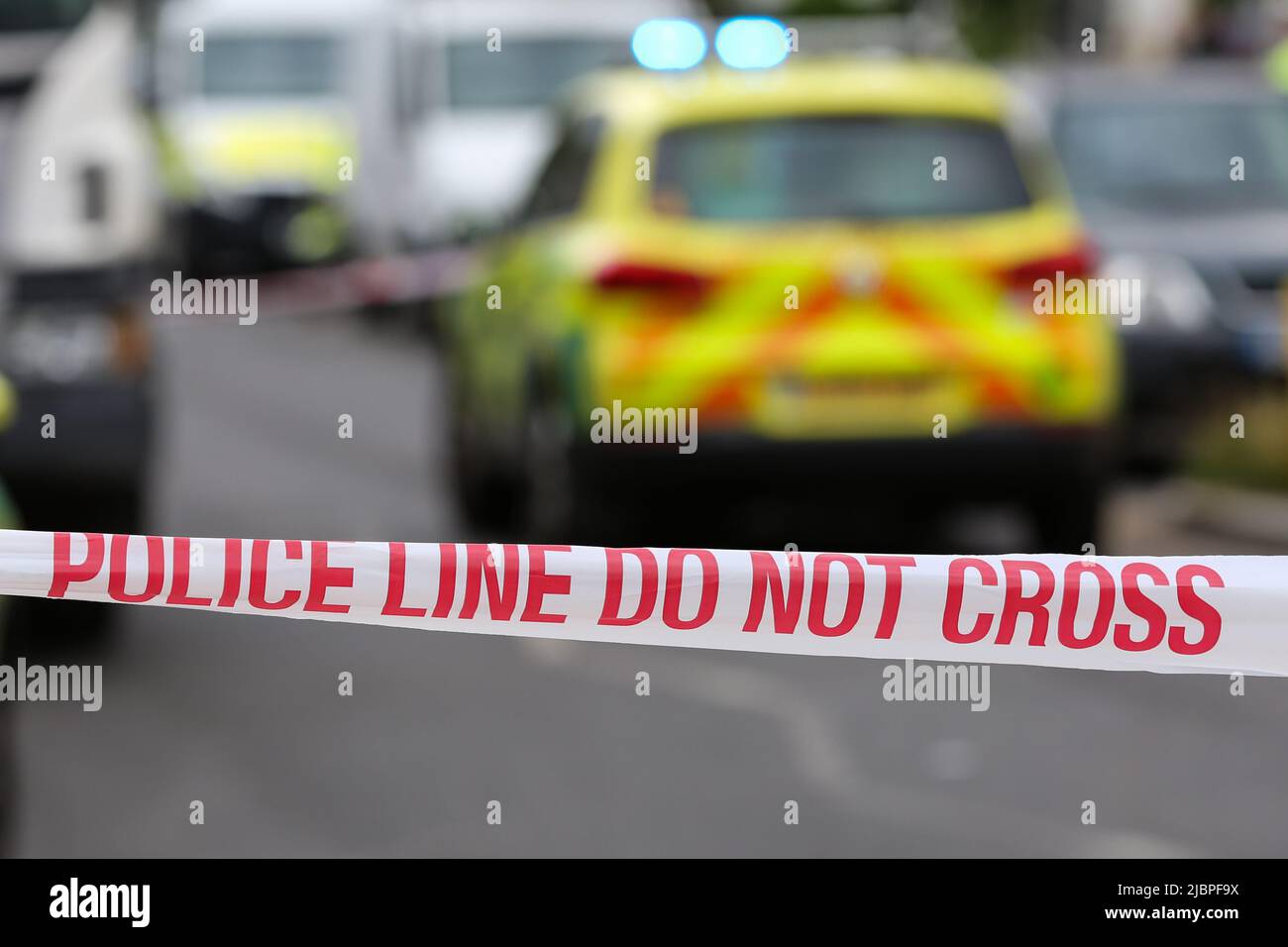 A police tape around a crime scene Stock Photo - Alamy