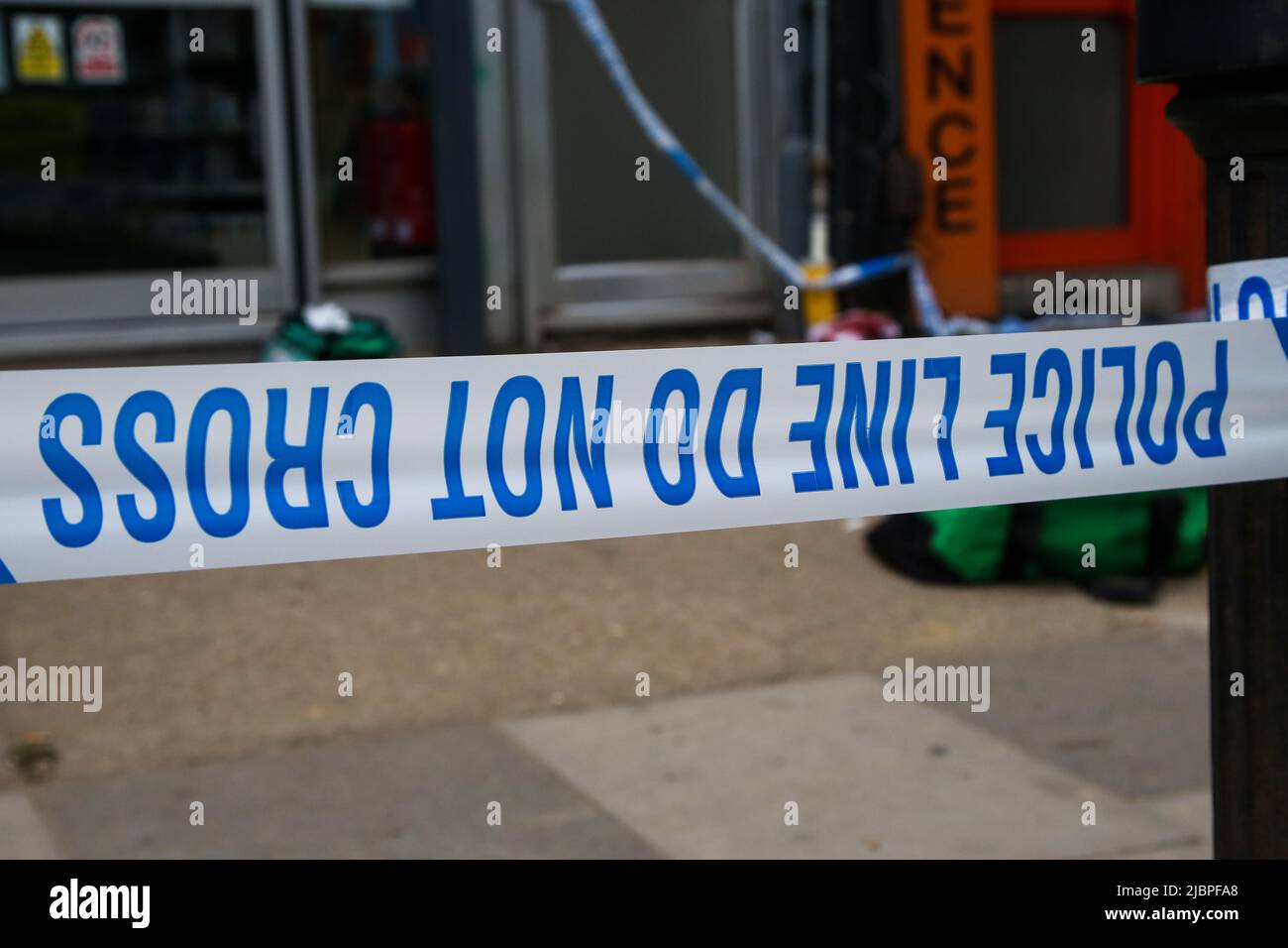 A police tape around a crime scene Stock Photo - Alamy