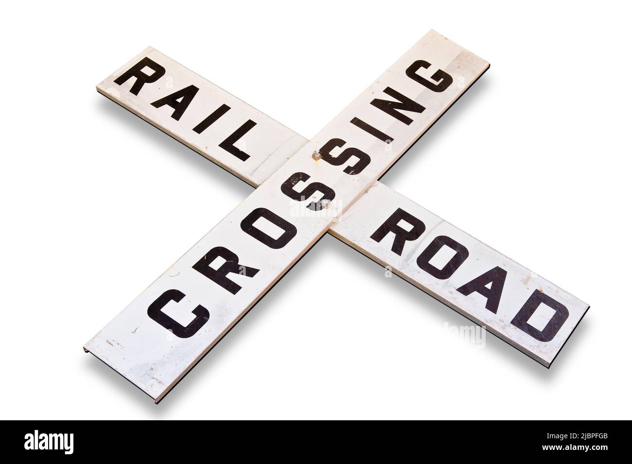 A USA Rail Road Crossing Sign knockout on white background Stock Photo ...