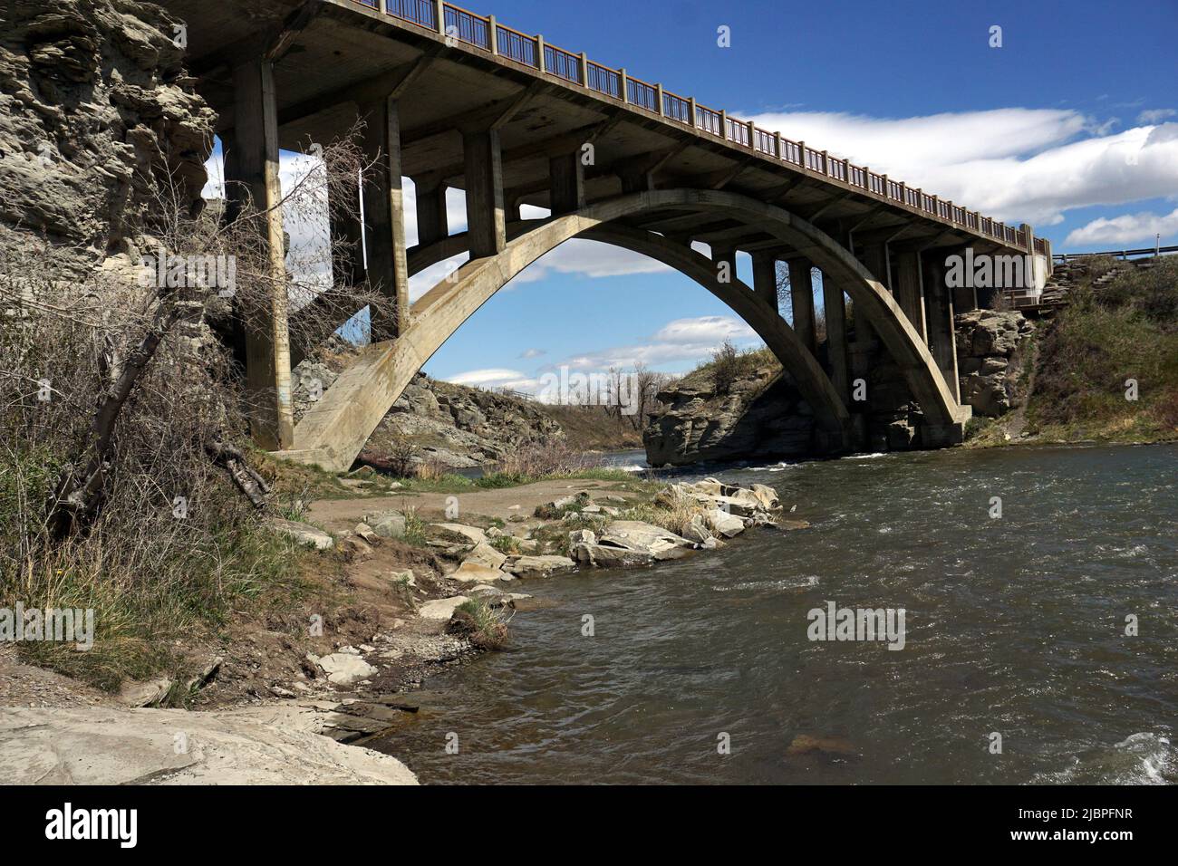Bridge over the Crowsnest River, Southern Alberta Stock Photo - Alamy