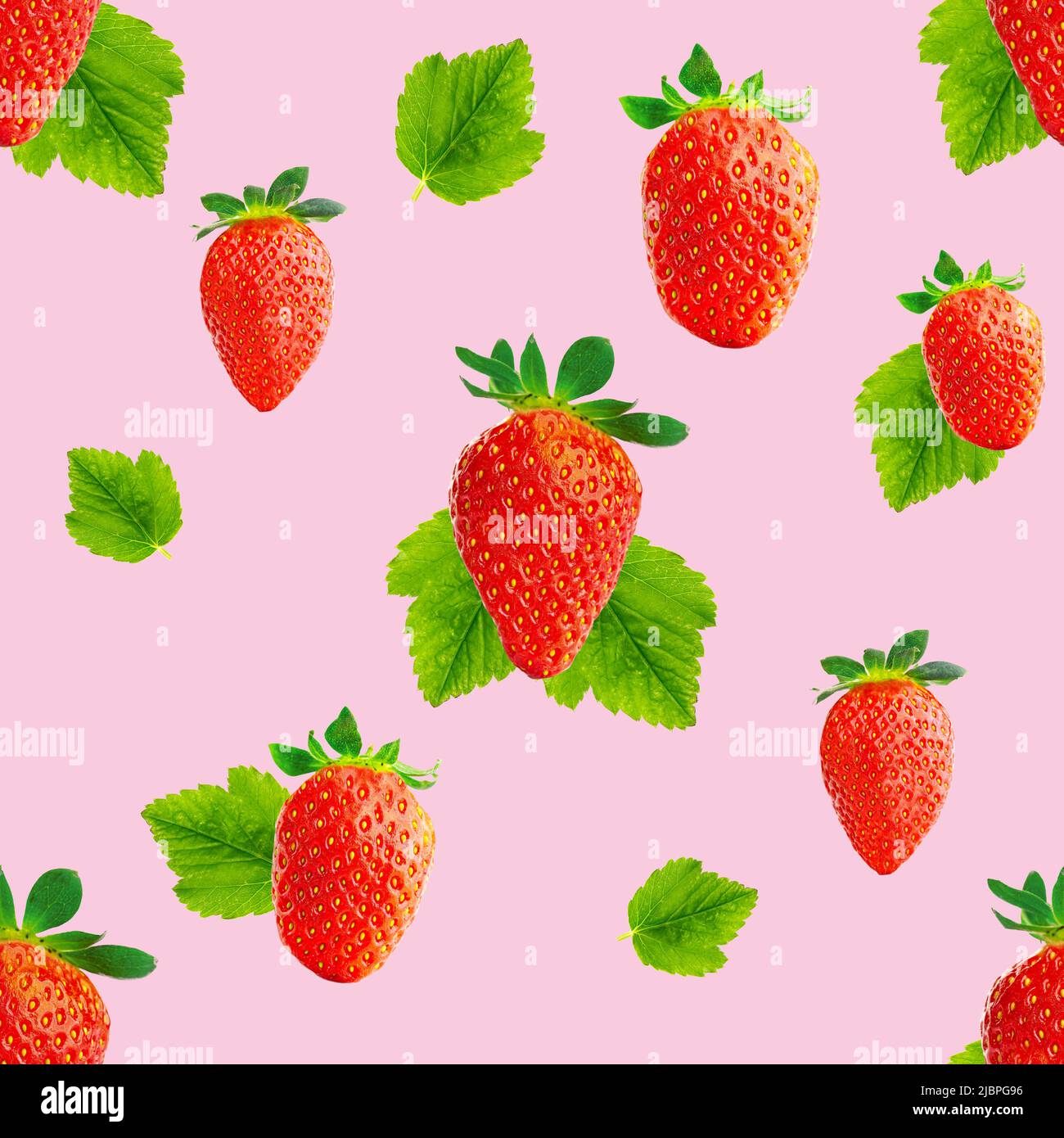 Strawberry seamless pattern. Ripe strawberries isolated on pink ...